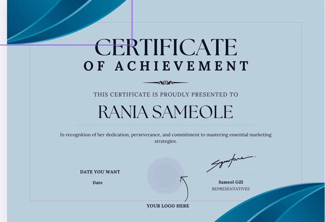 Editable Certificate of Achievement Template | Printable Award ...