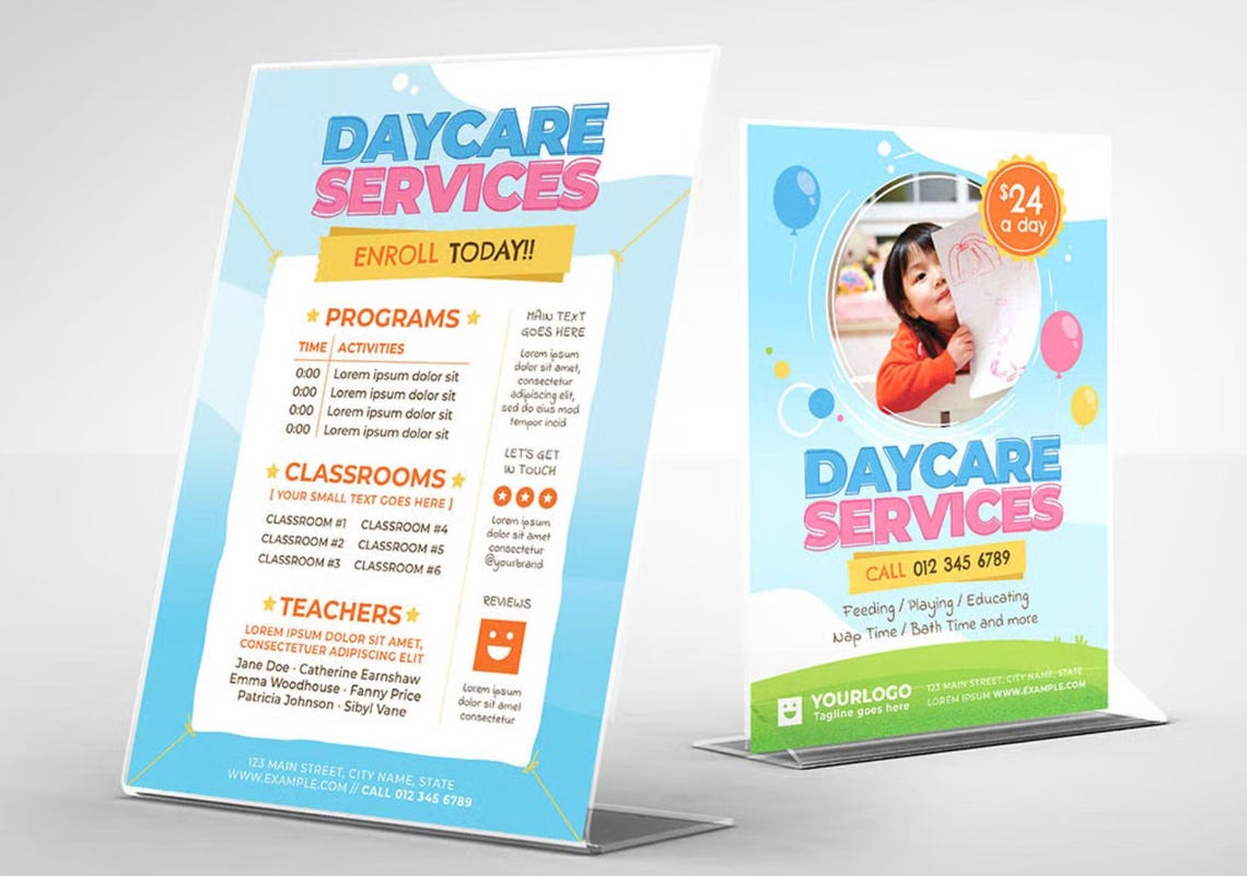Daycare Flyer, Preschool Flyer,custom Daycare Flyer,rack Card ...
