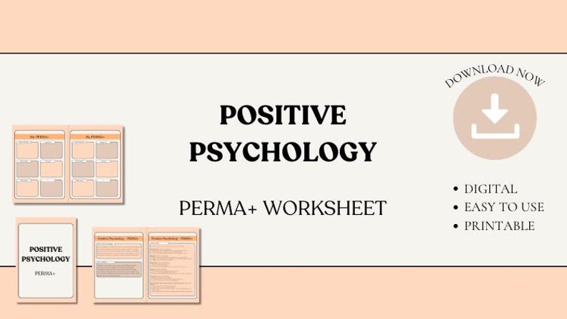 Positive Psychology - PERMA+ Worksheet - Etsy