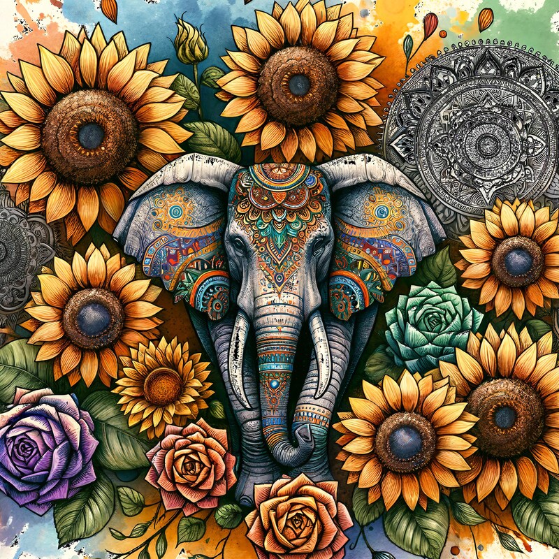 Sunflower & Elephant - Etsy