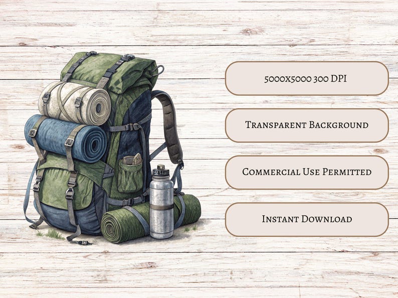 Camping Clipart Bundle, 10 - 300 DPI Transparent PNG Images, Watercolor ...