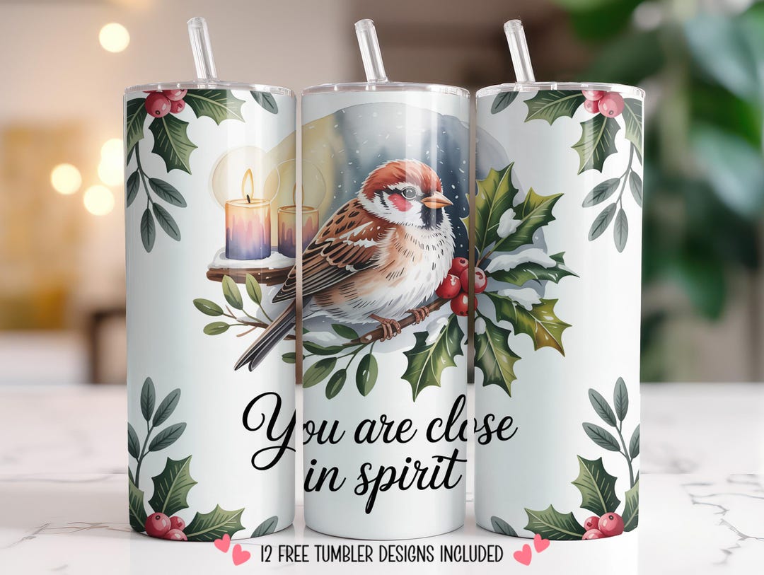 Sparrow Memorial 20oz Tumbler Wrap: Holly Candles Design (digital ...
