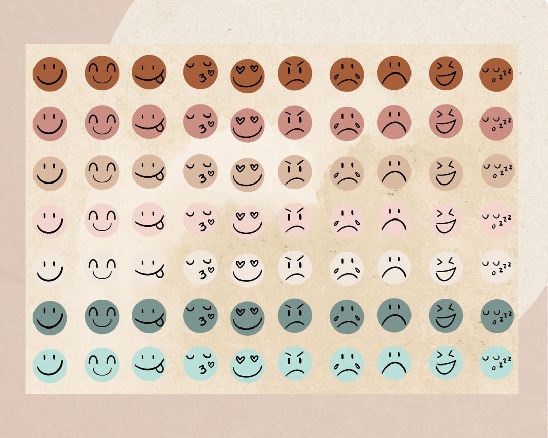 392 Emoji Mood Stickers | Expressive Face Stickers | Printable ...