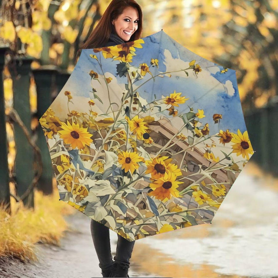 Rain Umbrella Sunflower Floral Umbrella - Lightweight Compact ...