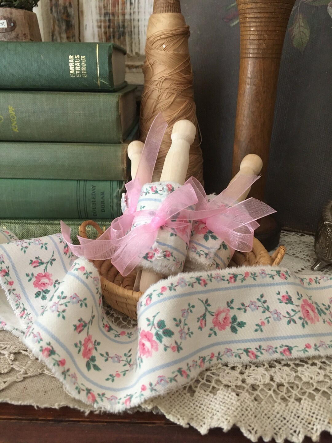 Hand Torn Frayed Edge Vintage Fabric Ribbon, Ticking, Pink Roses - Etsy