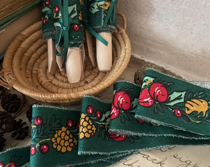 Pretty Floral Pattern Hand Torn Vintage Fabric Ribbon, Ticking - Etsy