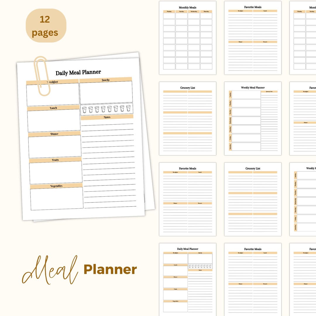 Printable Weekly Meal Planner, 7 Day Menu Planner, Meal Prep Planner ...