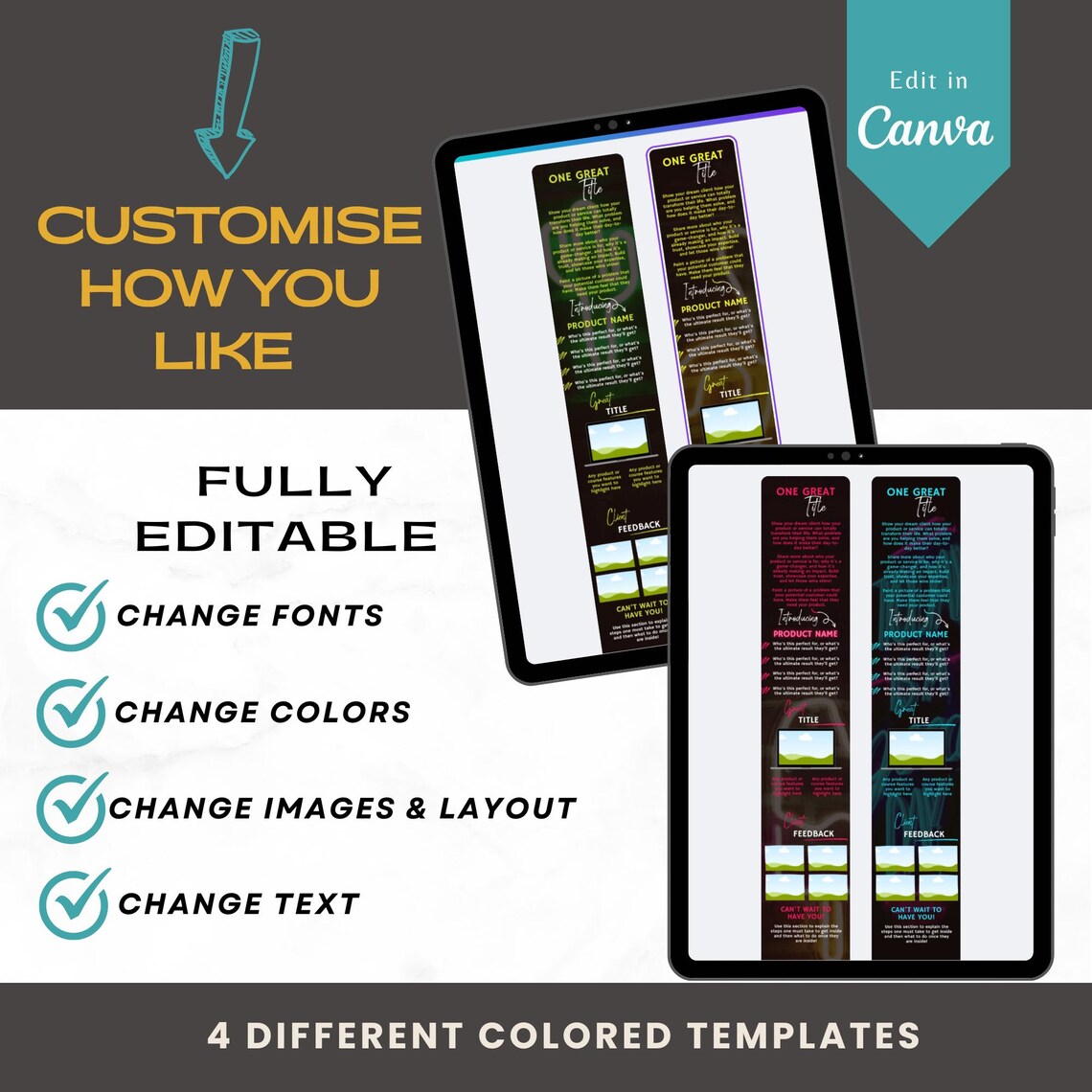 Beacons | Stan Store | Sales Page Template - Neon Yellow - Blue - Pink ...