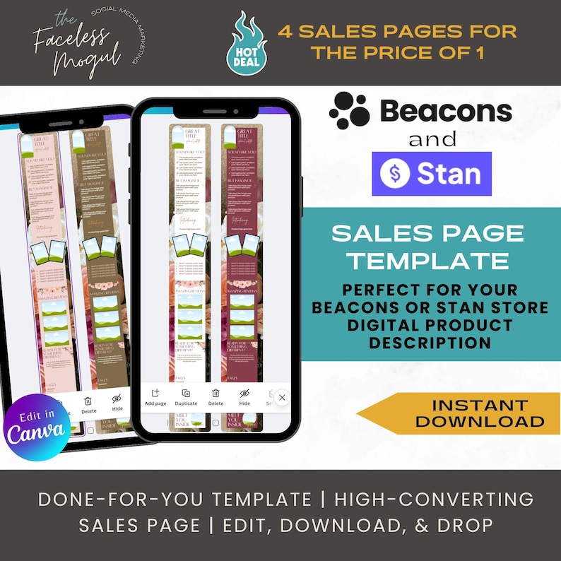 Beacons | Stan Store | Sales Page Template - Floral - Pink ...