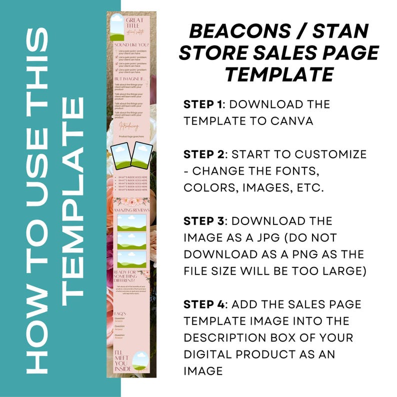 Beacons | Stan Store | Sales Page Template - Floral - Pink ...