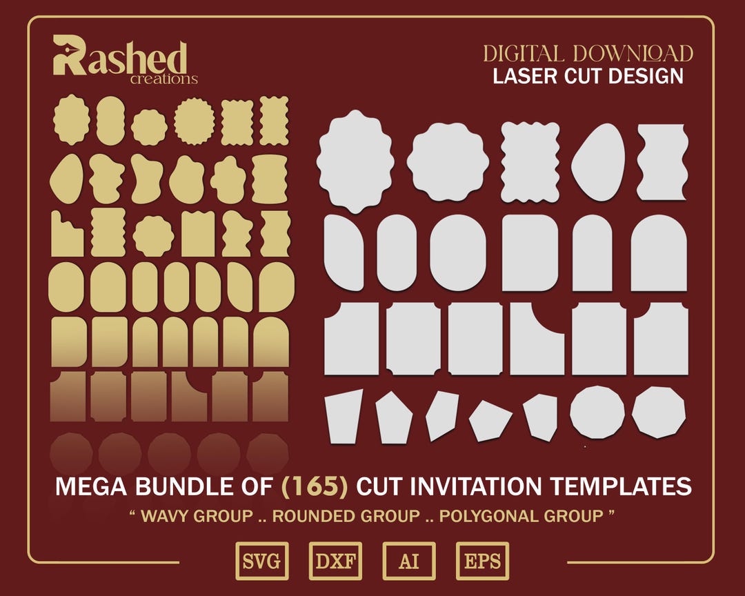 160+ Laser Cut Invitation Templates: Arch, Wavy, Scalloped (digital ...
