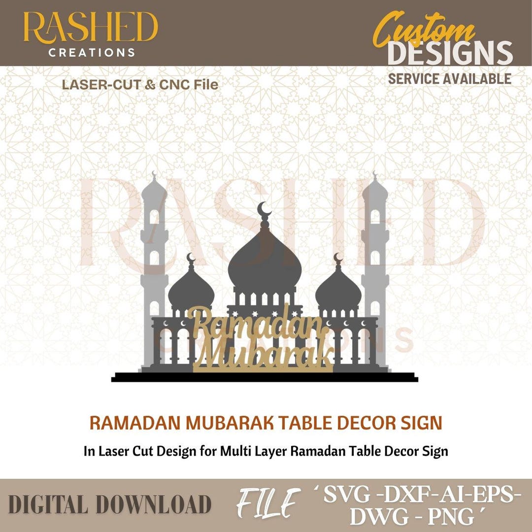 Ramadan Mubarak Multi Layer Table Stand Sign Laser Cut File | Islamic ...