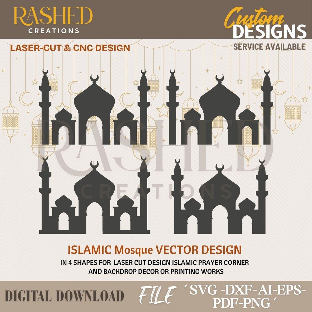 Islamic Mosque Laser Cut & Printing File | Islamic Backdrop Decor ...