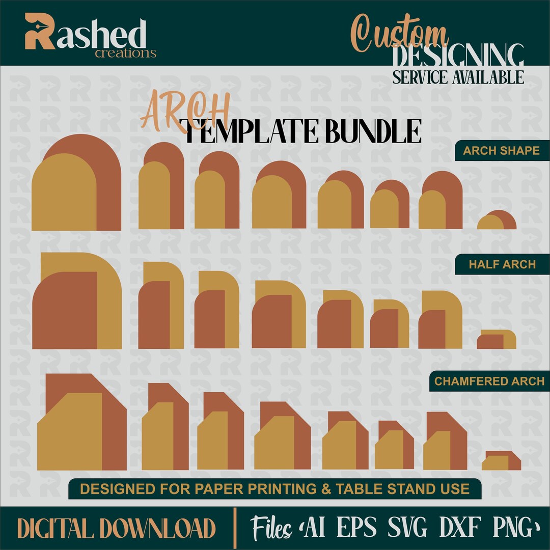 Set 24 SVG Template Bundle for Multiple Arch Design, Full Arch, Half ...