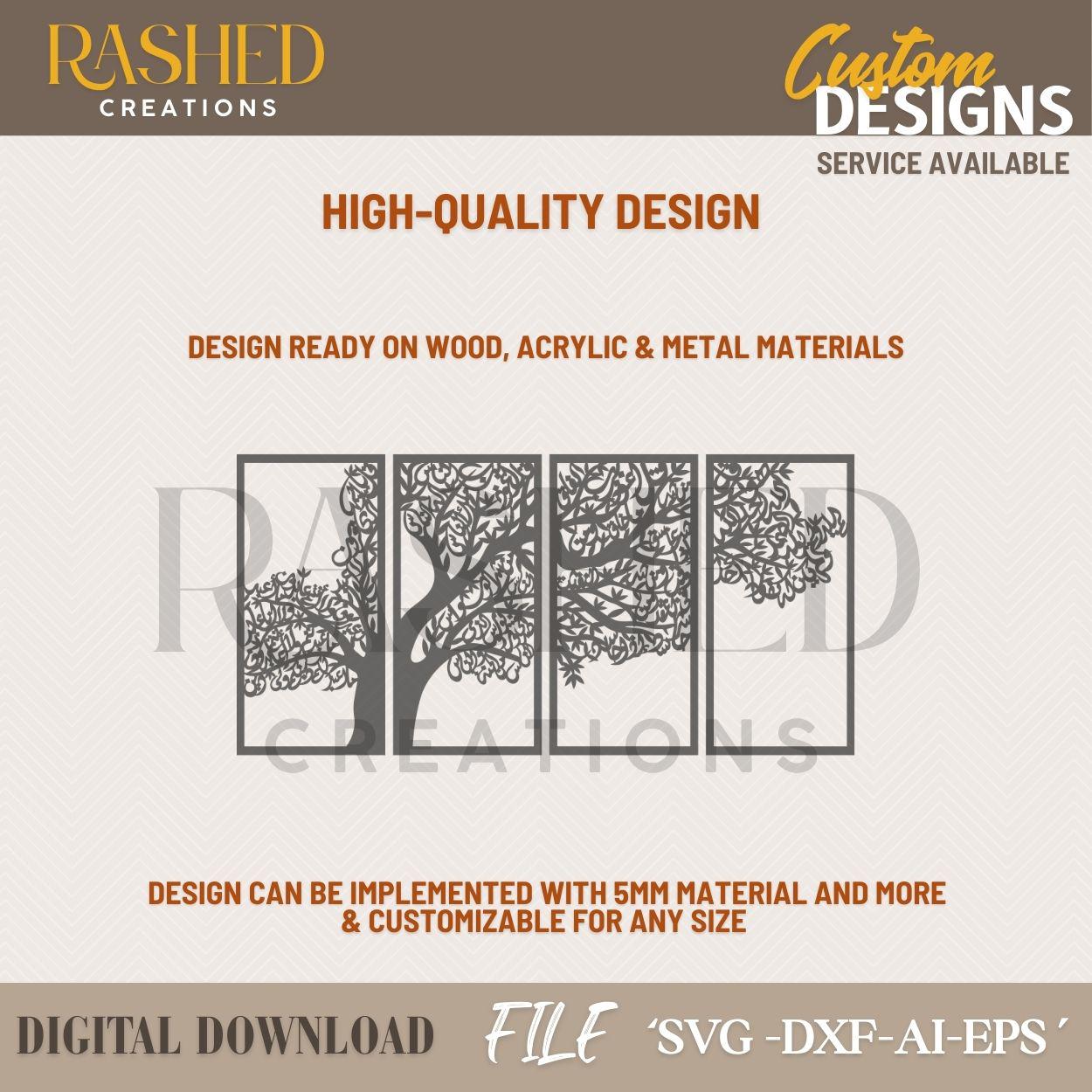 Islamic Wall Art | Laser Cut Quran Verses, Tree Design (digital ...