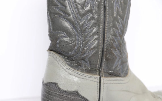 vintage GREY two tone Justin brand COWBOY boots black… - Gem