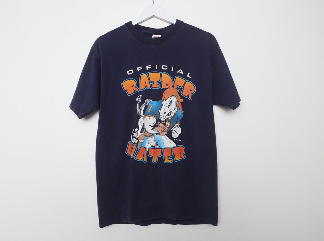 Vintage 80s Broncos "offical Raider Hater" Navy and Orange T Shirt Made ...