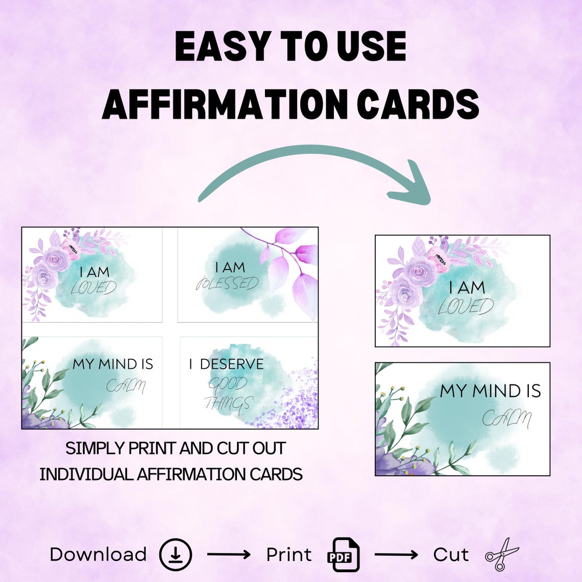 40 Positive Affirmation Cards | Printable Digital Affirmation and ...