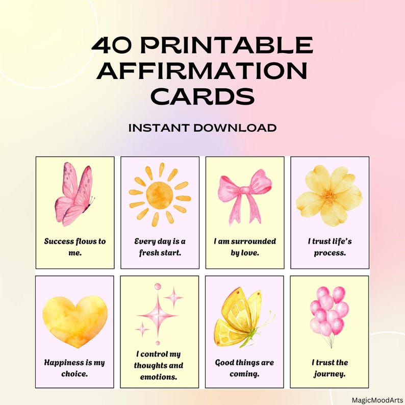 40 Positive Affirmation & Motivation Cards | Cards for Vision Boards ...