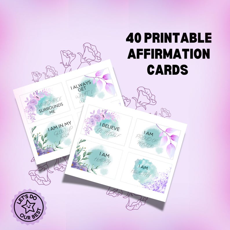 40 Positive Affirmation Cards | Printable Digital Affirmation and ...