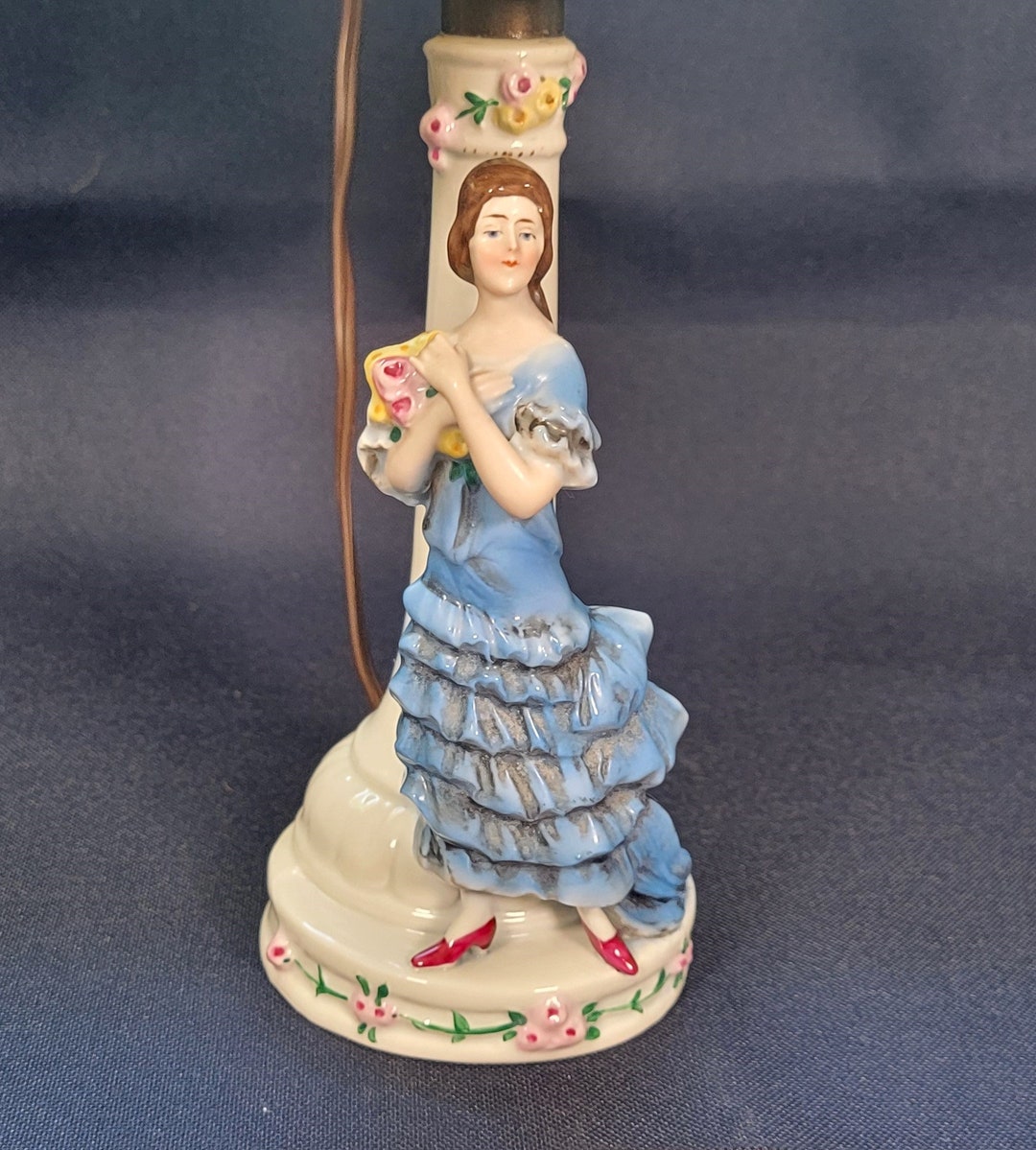 Vintage Porcelain Lady Lamp, Blue Dress, Very Good Shape - Etsy