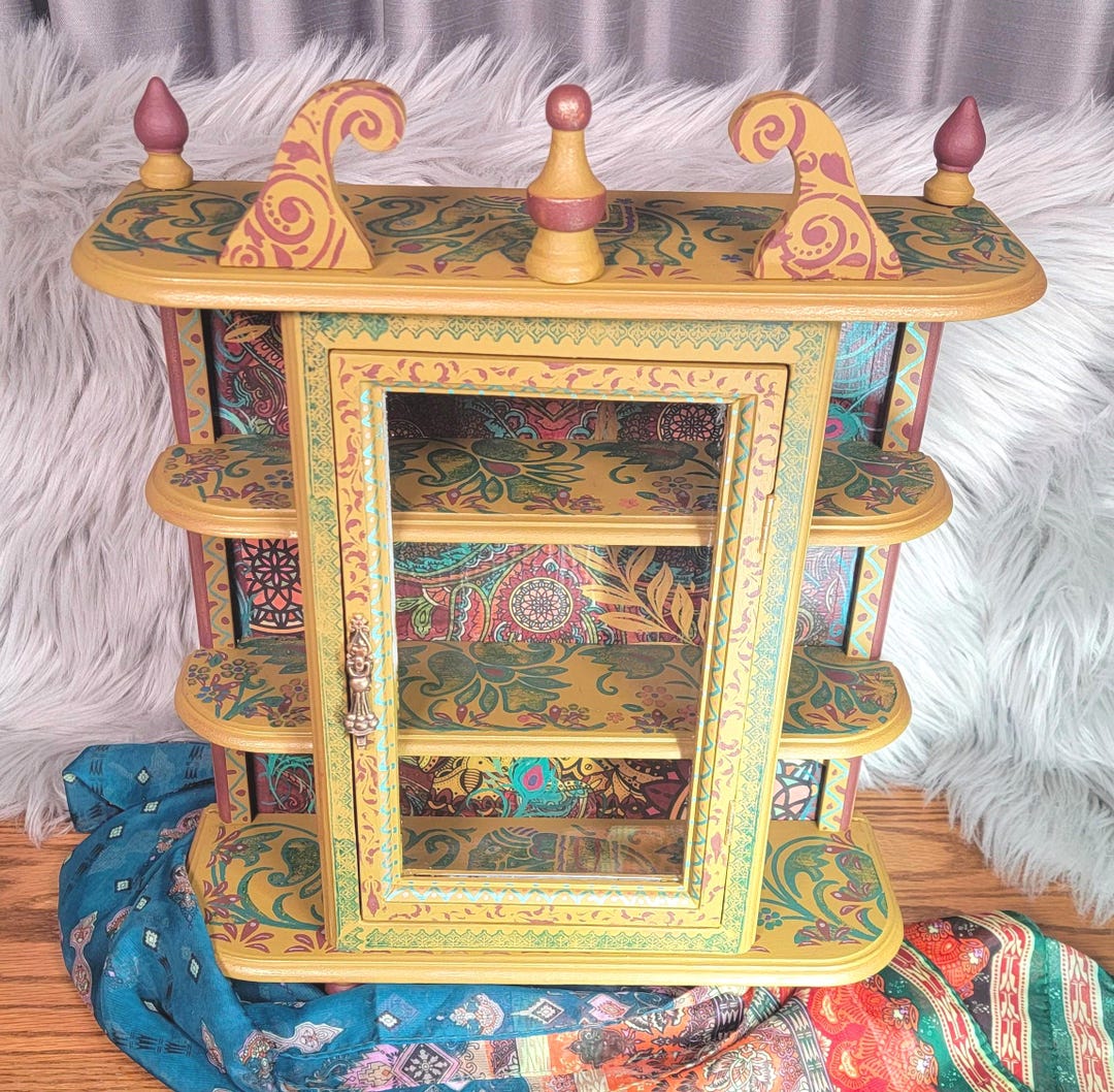 Vintage Wall Curio, Upcycled to Boho Inspired Piece With Decoupage ...