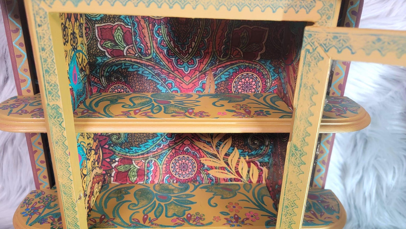 Vintage Wall Curio, Upcycled to Boho Inspired Piece With Decoupage ...