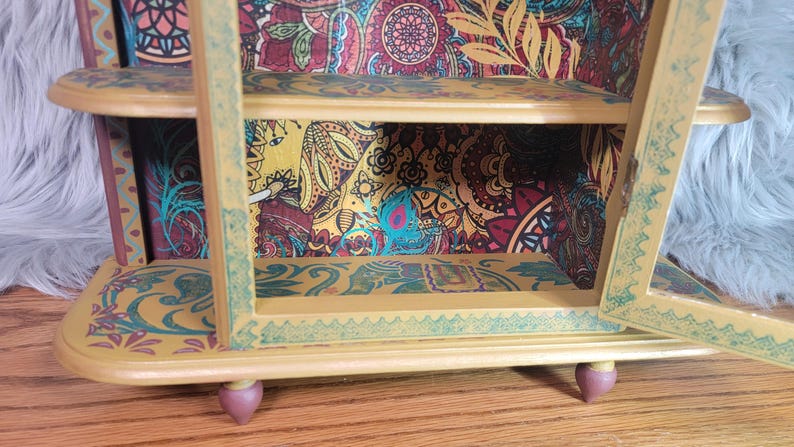 Vintage Wall Curio, Upcycled to Boho Inspired Piece With Decoupage ...