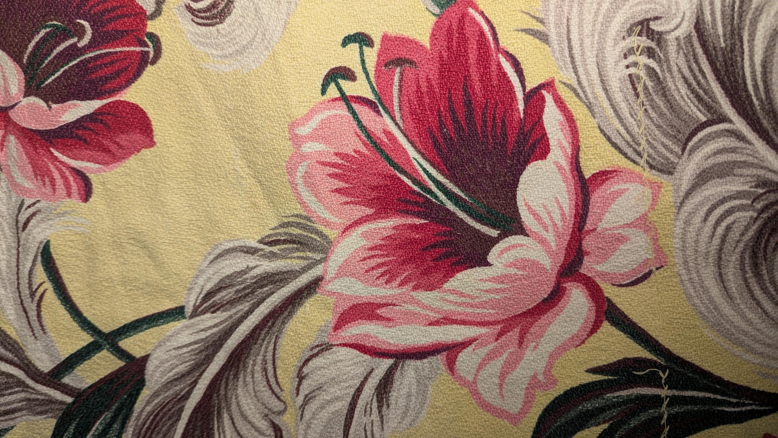 Vintage Lily Barkcloth Fabric Floral Pillow Cover - Etsy