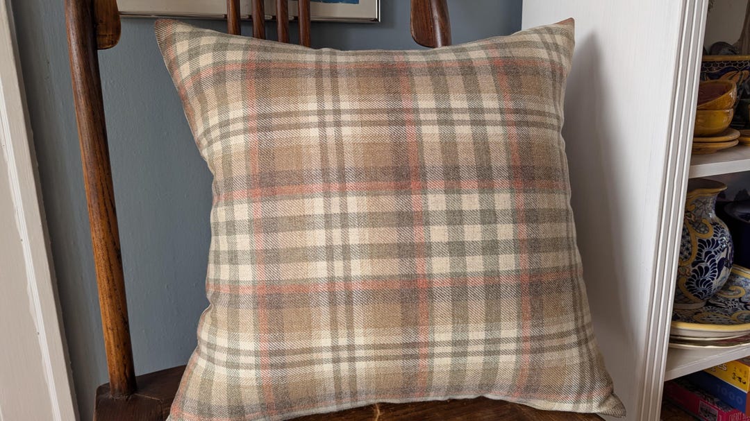 Mulberry Nevis Antique Wool Plaid Tartan Soft Cream, Tan, Sage, Pumpkin ...