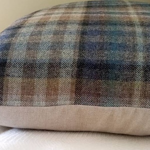 Mulberry Nevis Blue Wool Plaid Tartan Soft Slate, Blue, Taupe Pillow ...