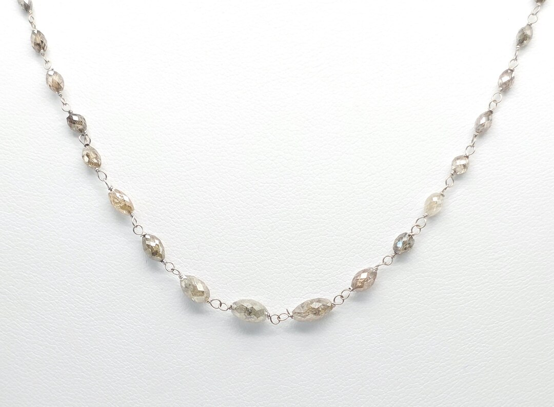 14k Gold Champagne Marquise Diamond Bead Chain: Necklace, Bracelet ...