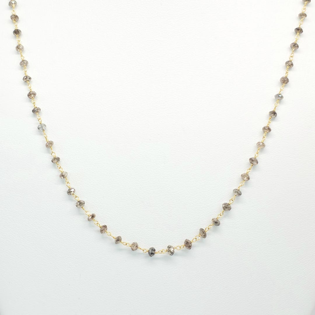 14k Gold Champagne Diamond Bead Chain Necklace - Etsy