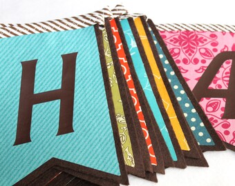 Happy birthday banner fabric | Etsy