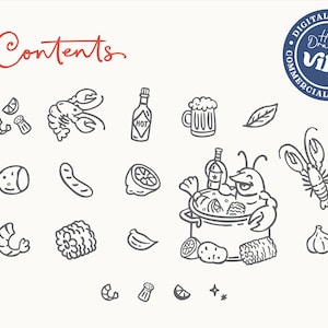 Crawfish Boil Clipart: Hand Drawn Southern Cookout Doodles (SVG, PNG ...