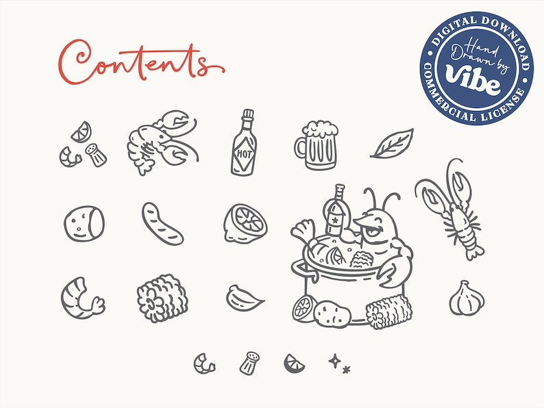 Crawfish Boil Clipart: Hand Drawn Southern Cookout Doodles (SVG, PNG ...