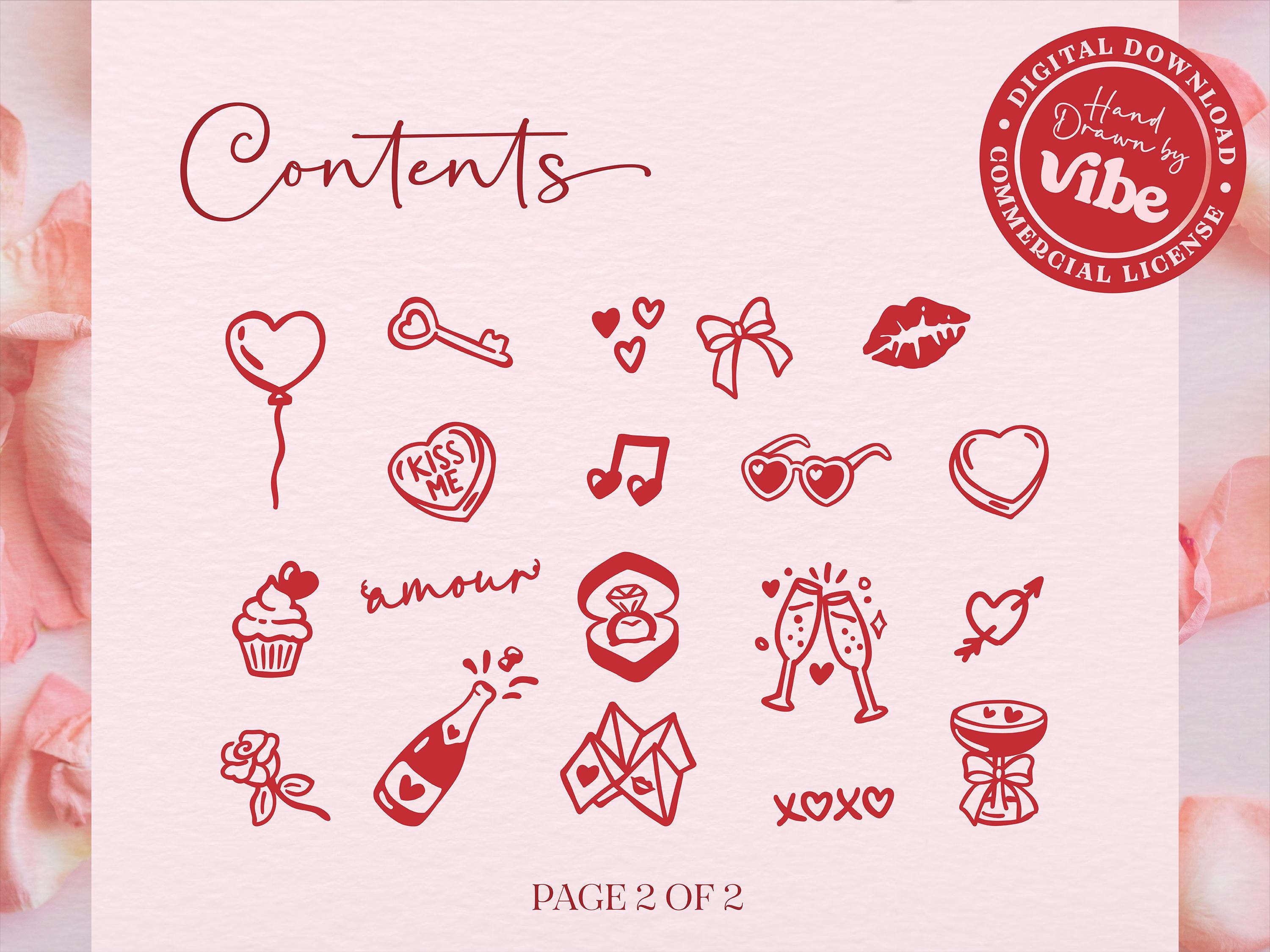 Valentine's Clipart Bundle: Hand Drawn Love Themed Illustrations (SVG ...