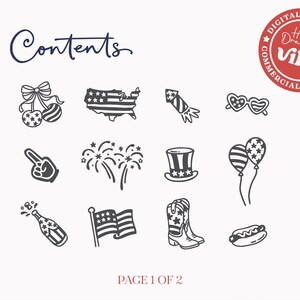 USA Clipart: Hand Drawn 4th of July Doodles (SVG, PNG, Commercial ...