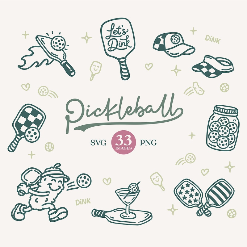 Cartoon Pickleball - Etsy