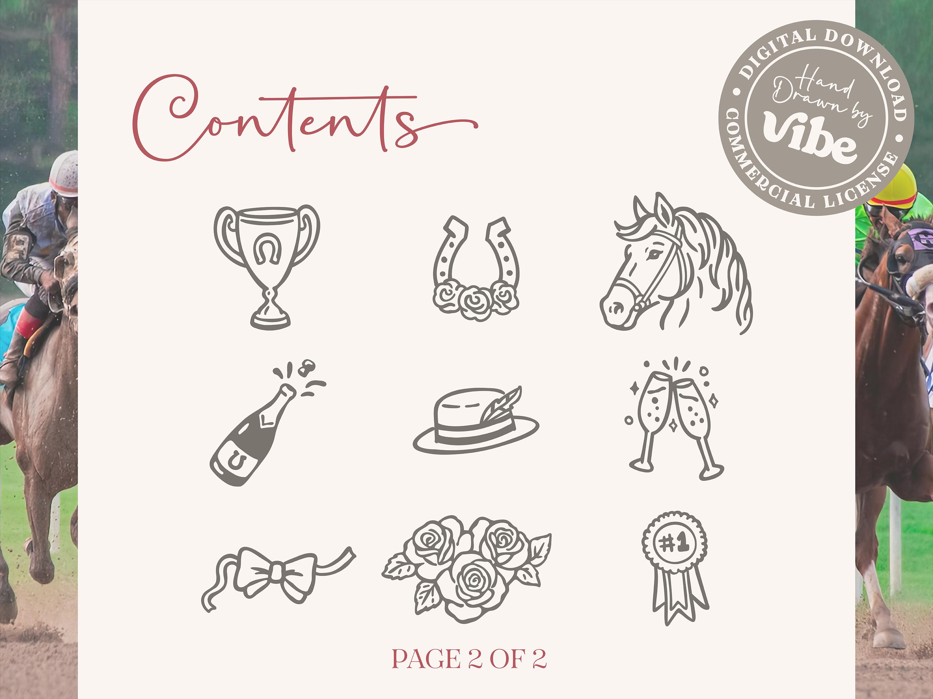 Derby Day Clipart - Hand Drawn Kentucky Illustrations (SVG, PNG ...