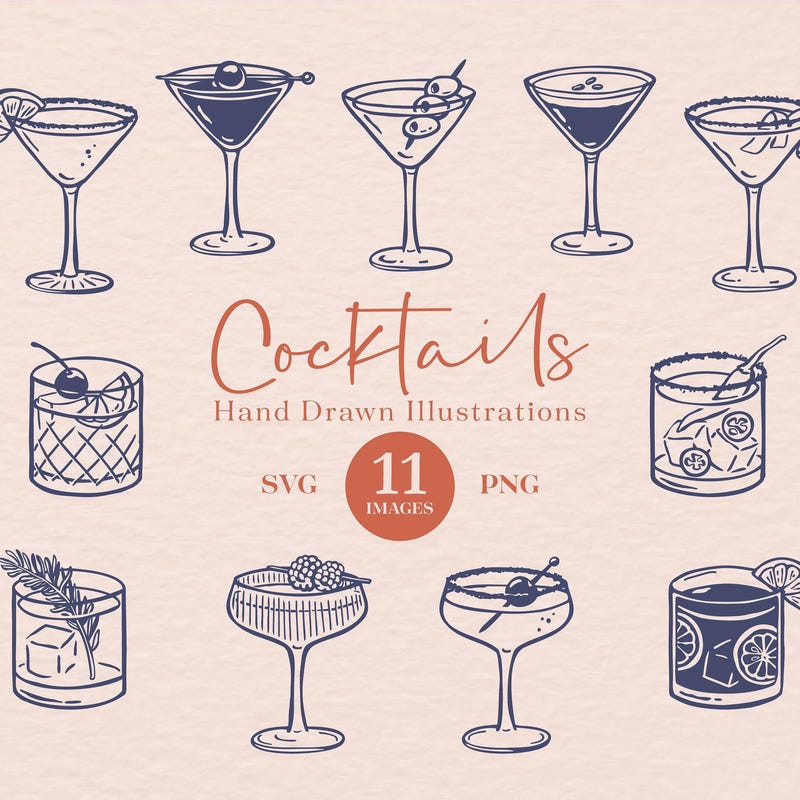 Cocktail Clip Art - Etsy