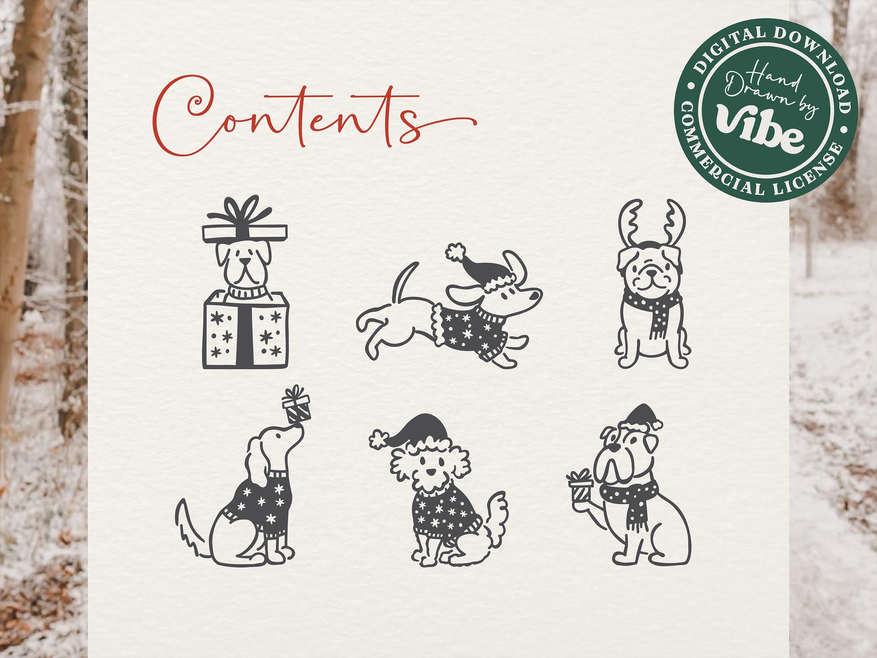 Christmas Dog Clipart: Festive Doodles (SVG, PNG, Commercial Use) - Etsy