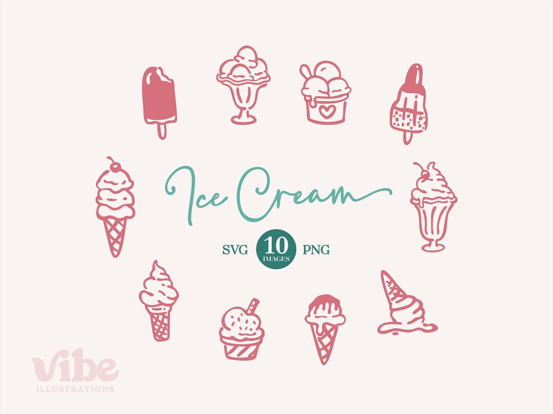Ice Cream Clipart: Hand Drawn Gelato Themed Illustrations (SVG, PNG ...