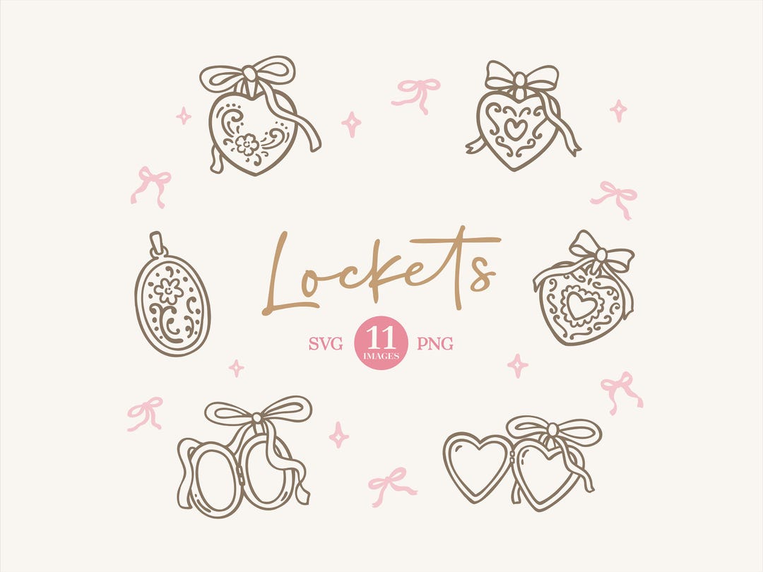 Heart Locket Clipart - Hand Drawn Locket Illustrations (SVG, PNG ...