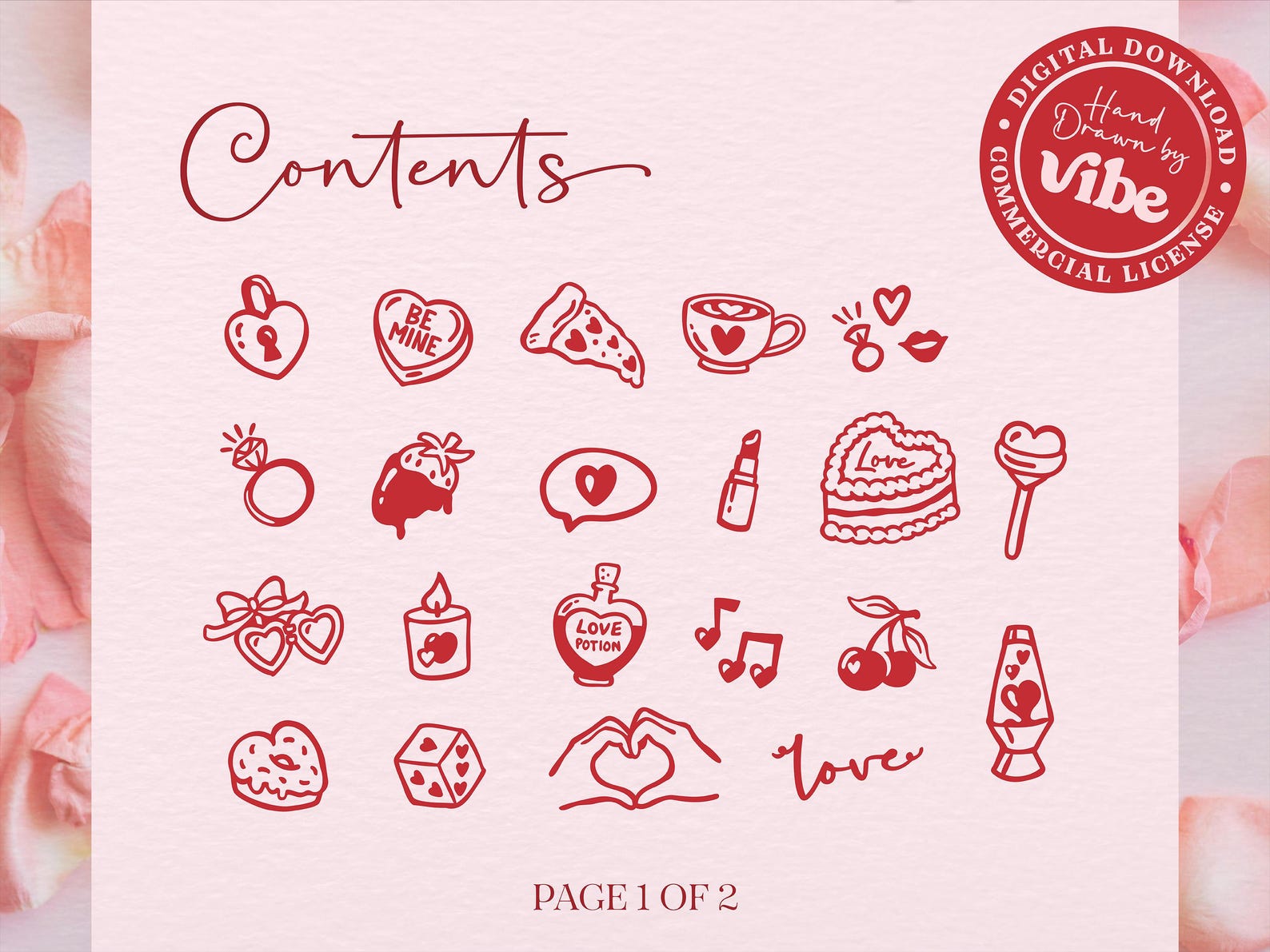 Valentine's Clipart Bundle: Hand Drawn Love Themed Illustrations (SVG ...