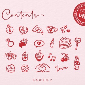 Valentine's Clipart Bundle: Hand Drawn Love Themed Illustrations (SVG ...