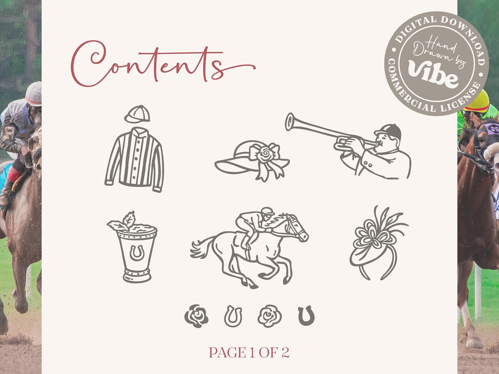 Derby Day Clipart - Hand Drawn Kentucky Illustrations (SVG, PNG ...