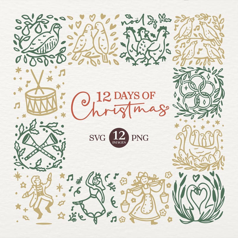 12 Days Christmas Clip Art - Etsy