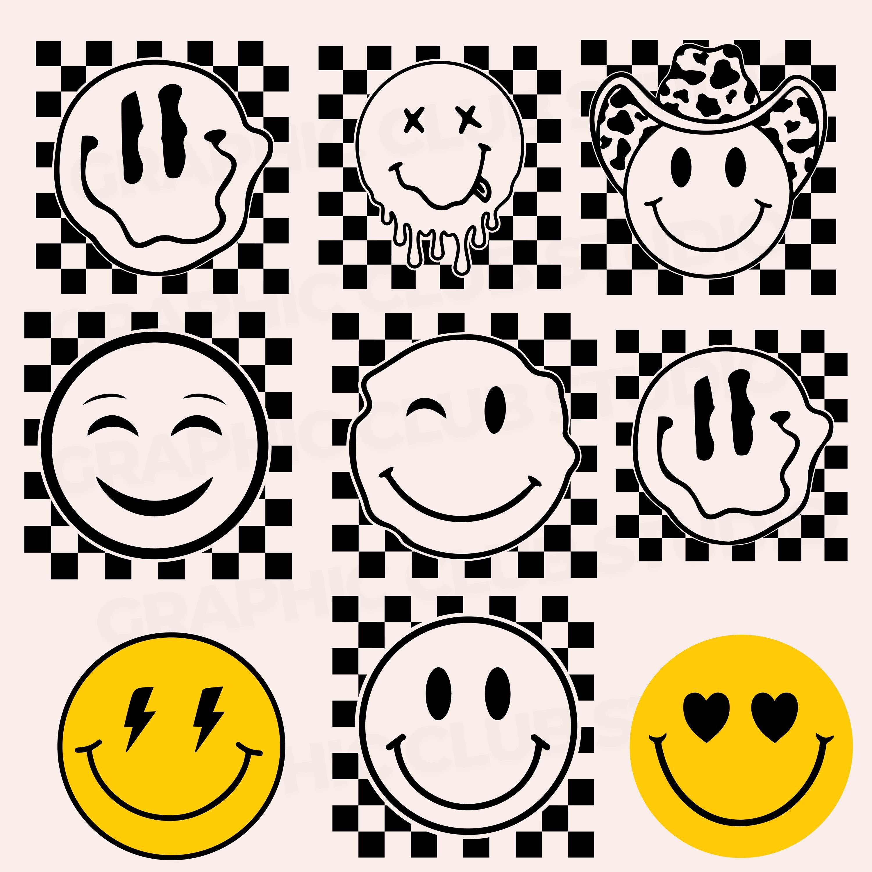 Smiley Face Svg,retro Smiley SVG, Emoji Svg Bundle, Drippy Smiley Face ...