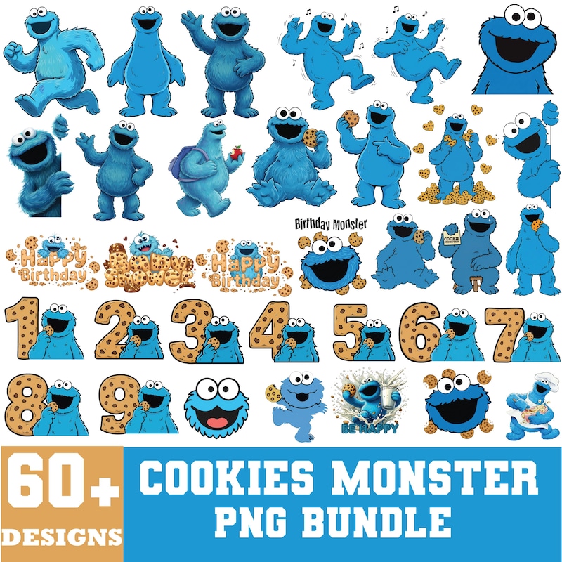 Cookie Monster Cookie Design - Etsy UK